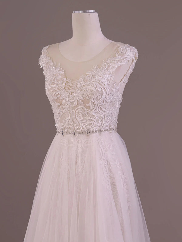 Cap Sleeves Ivory Lace Wedding Dresses Ivory Lace Bridal Formal Dress