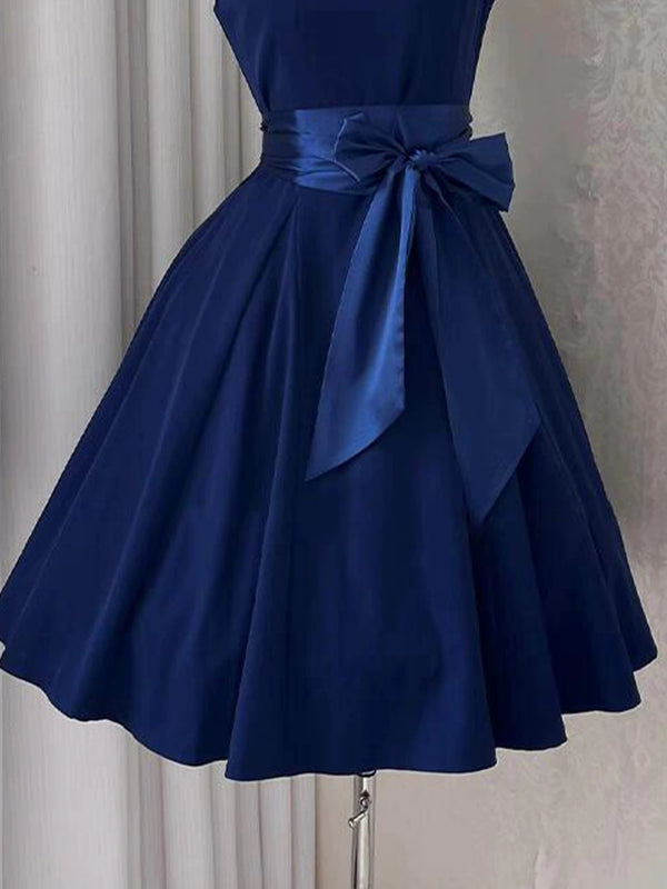 Elegant Dark Navy Blue Short Prom Dresses, Short Navy Blue Formal Grad ...