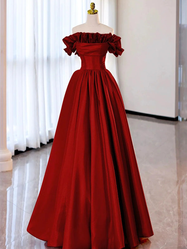 Red Pink Satin Long Prom Dresses, Red Pink Satin Long Formal Evening D ...
