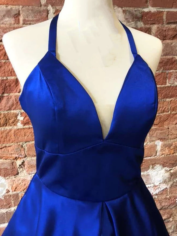 V Neck Short Blue Prom Dresses, Short Blue V Neck Formal Homecoming Dr ...